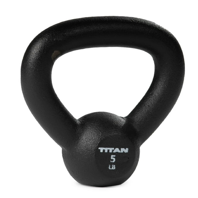 Titan Fitness 5 LB Cast Iron Kettlebell, Single Piece Casting, LB ...