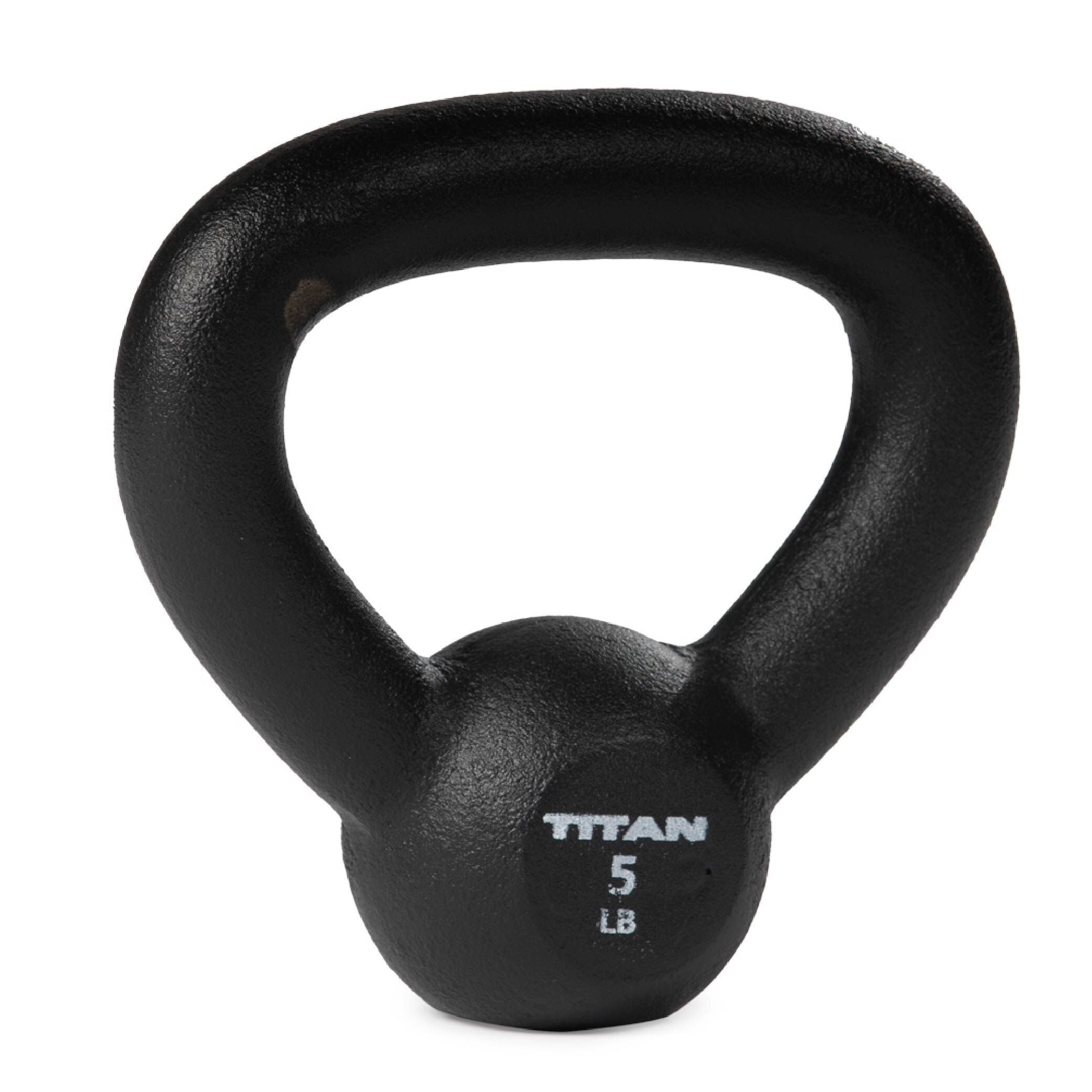 Titan Fitness 5 LB Cast Iron Kettlebell, Single Piece Casting, LB Markings, Full Body Workout ...