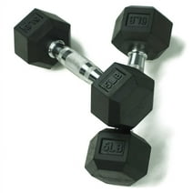 Titan Fitness 70 LB Pair Free Weights, Black Rubber Coated Hex Dumbbell ...