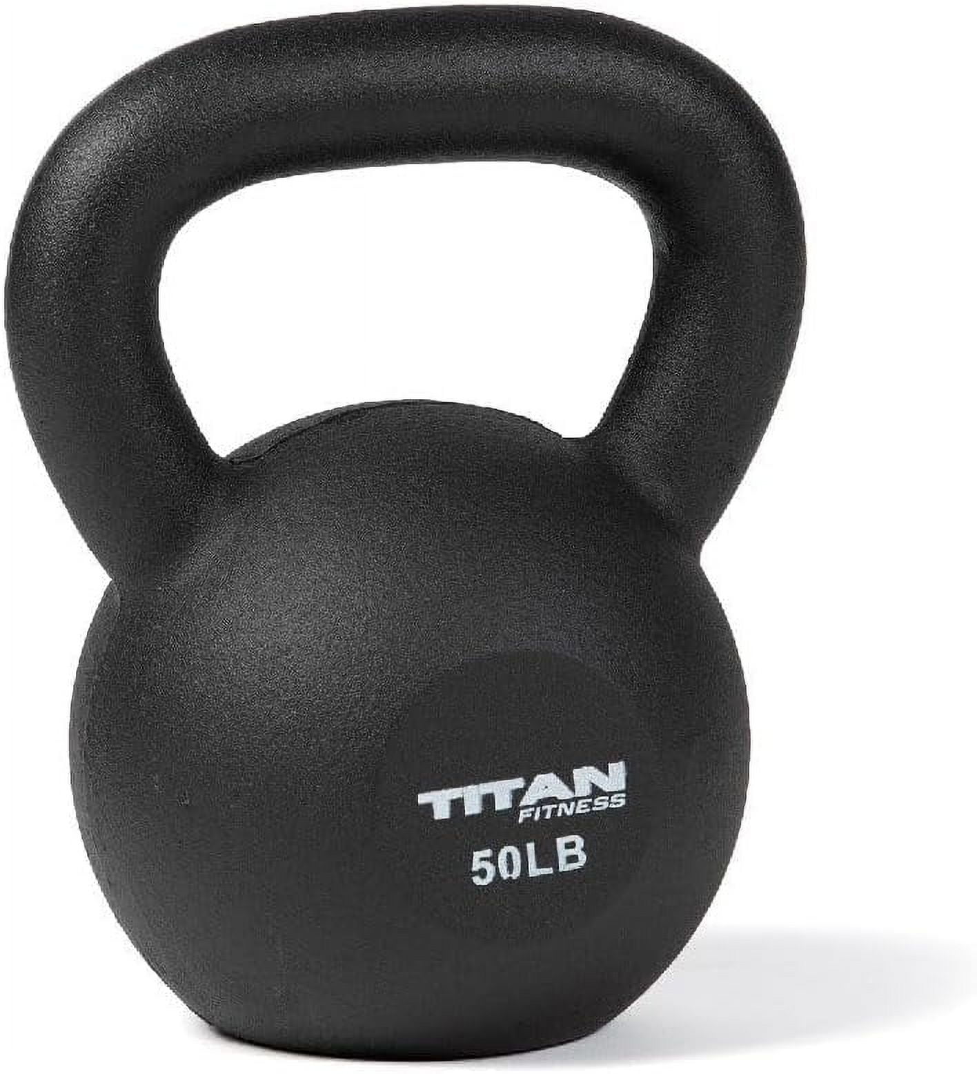 Titan Fitness 50 LB Cast Iron Kettlebell, Single Piece Casting, LB ...