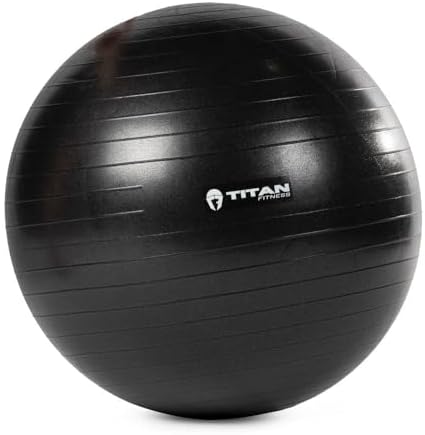 Titan Fitness 65cm Black Exercise Stability Ball, 25.6" Diameter ...