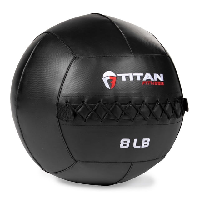 Titan Fitness 8 LB Soft Shell Medicine Wall Ball with Poly-Composite ...