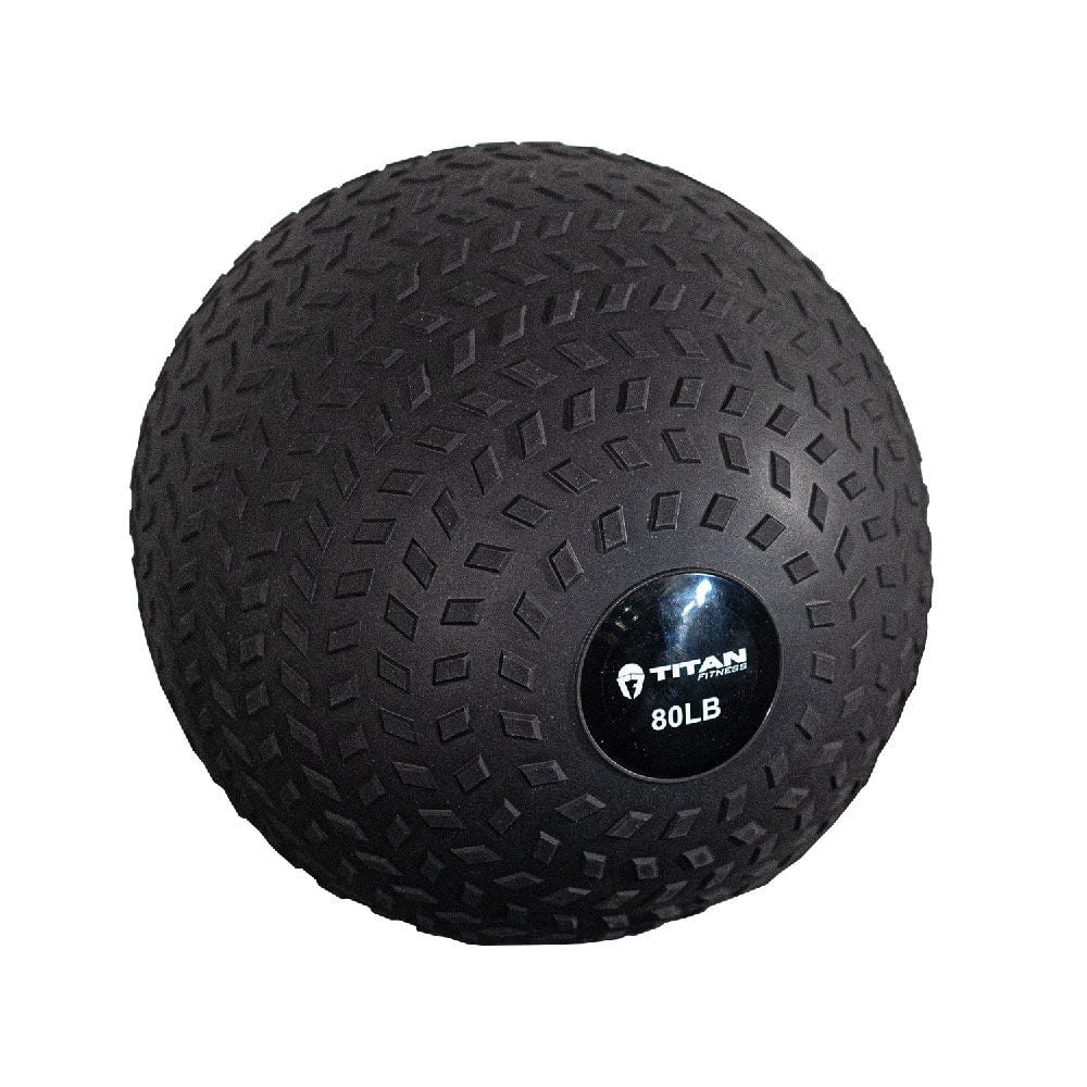 Titan Fitness 80 LB Rubber Tread Slam Ball, Dead Bounce, 13in Diameter ...