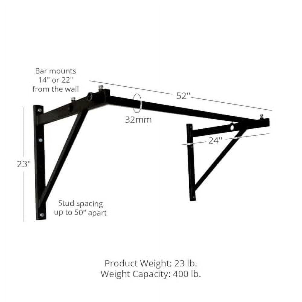 Titan Fitness Adjustable Depth 52" Wall Mounted Pull Up Bar, 14" or 22 ...