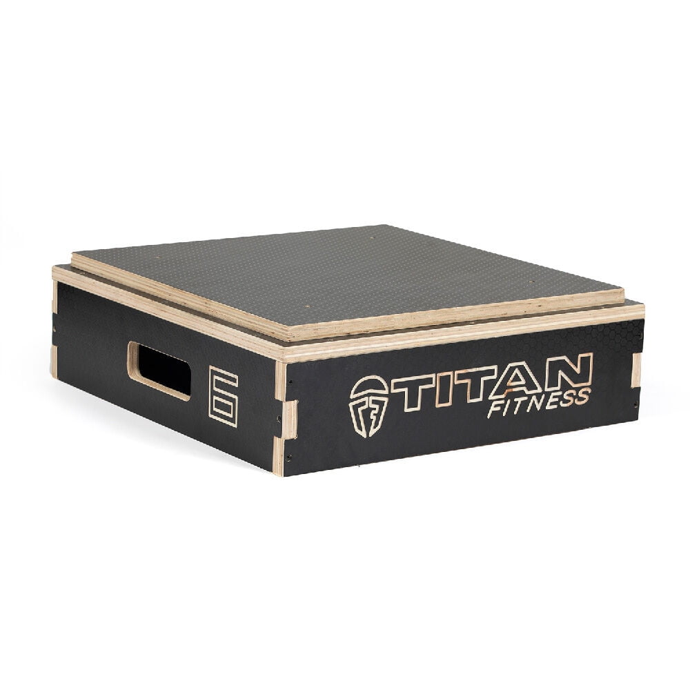 Titan Fitness Anti-Slip 6in Stackable Wooden Plyometric Box, Pro-Duty ...
