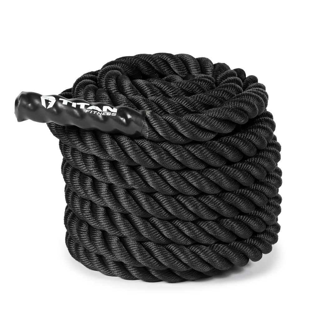 Titan Fitness Battle Rope 40ft x 1.5in, Poly Dacron Heavy Rope for Home ...