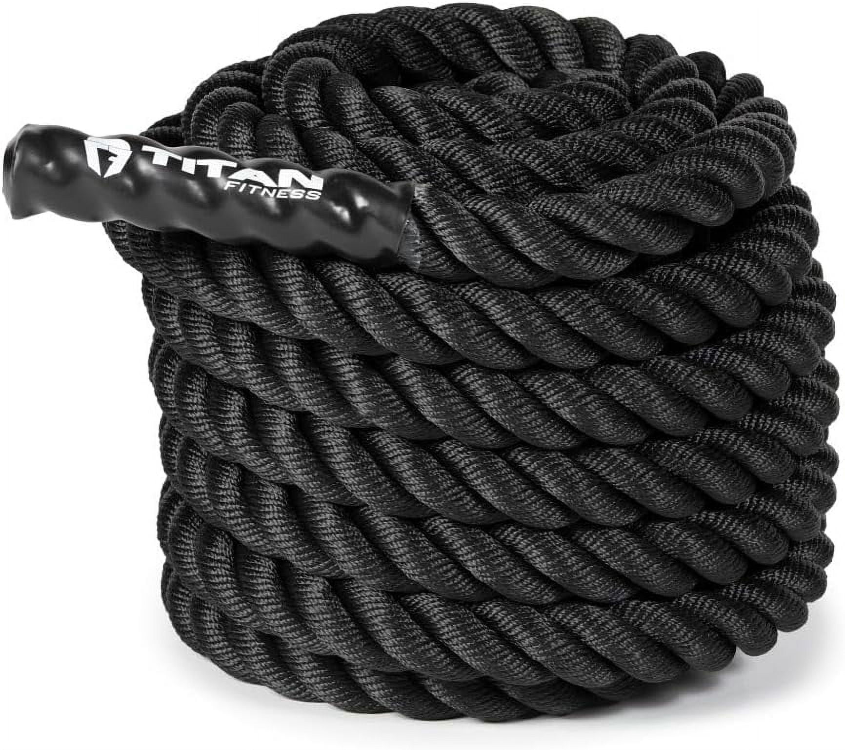 Titan Fitness Battle Rope 40ft x 1.5in, Poly Dacron Heavy Rope for Home ...