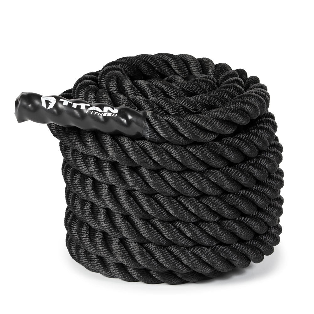 Titan Fitness Battle Rope 50ft x 1.5in, Poly Dacron Heavy Rope for Home ...
