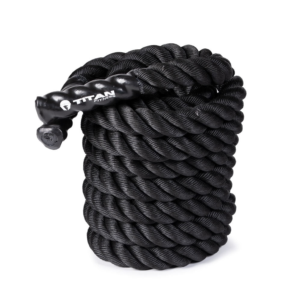 Titan Fitness Battle Rope 50ft x 2in, Poly Dacron Heavy Rope for Home ...