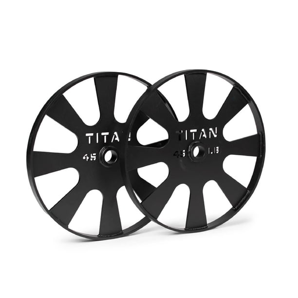 Titan Fitness Wagon Wheel Pulling Blocks, 45 LB Pair, 26-inch Steel ...