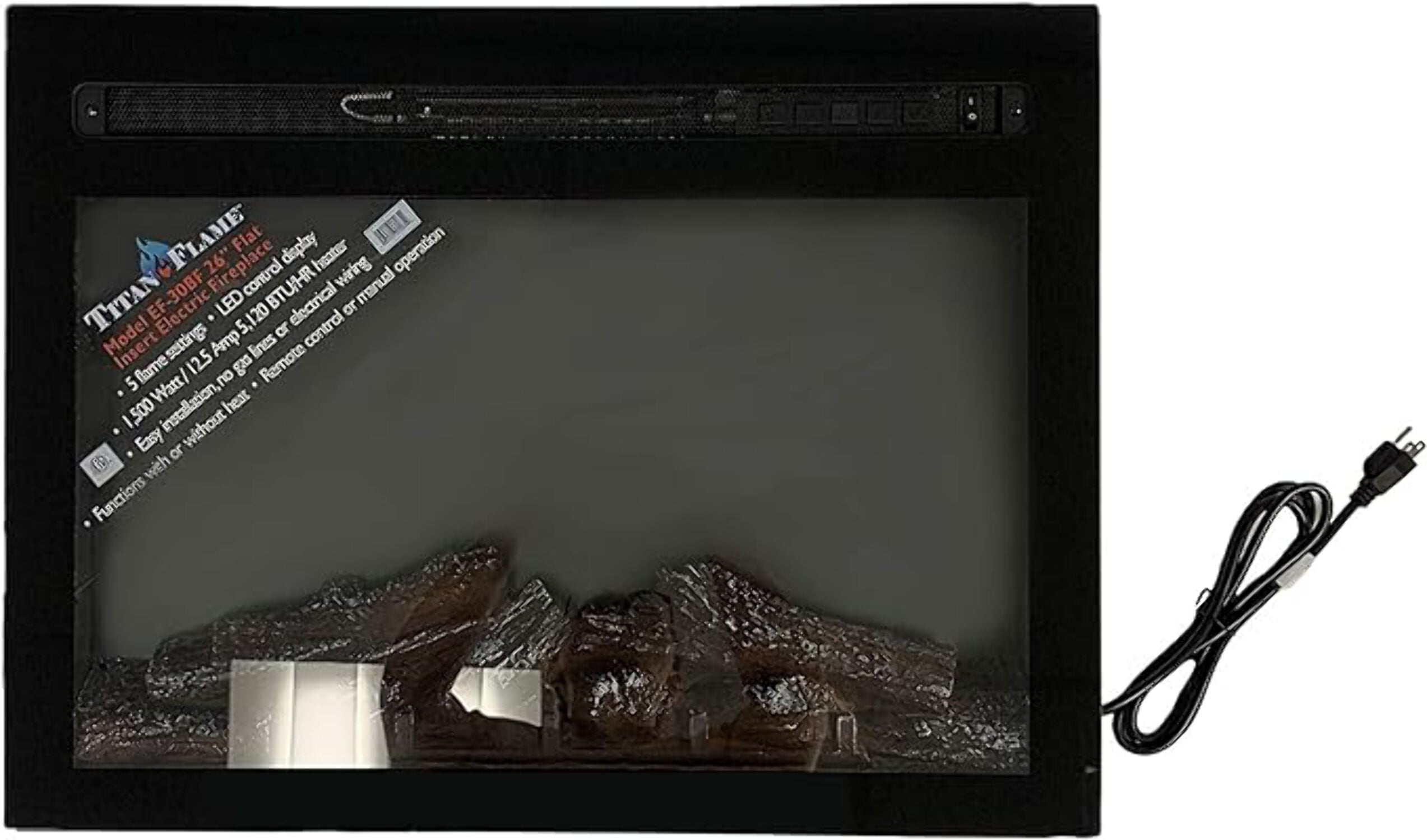 Titan Flame EF-30BF 26" LED Fireplace Heater with Heat Remote Control ...