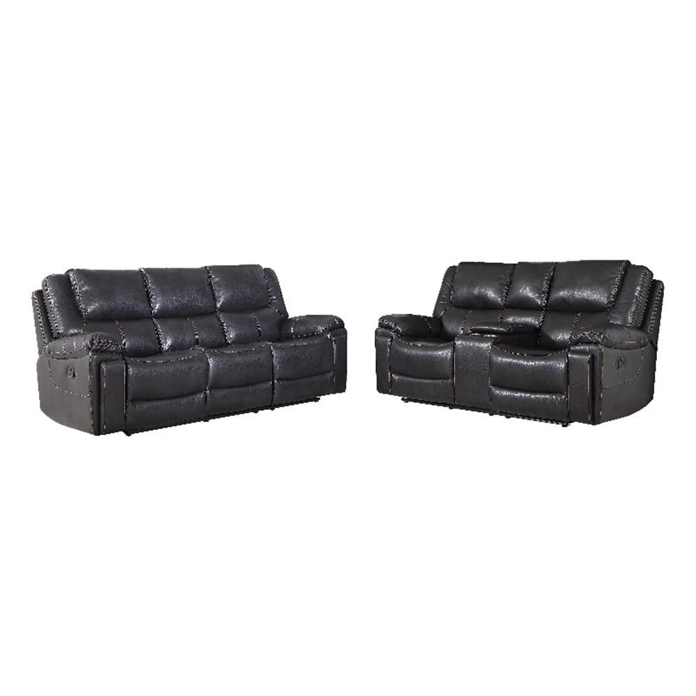 Titan Furnishings 2-Piece Leather Air Sofa with Console Loveseat ...