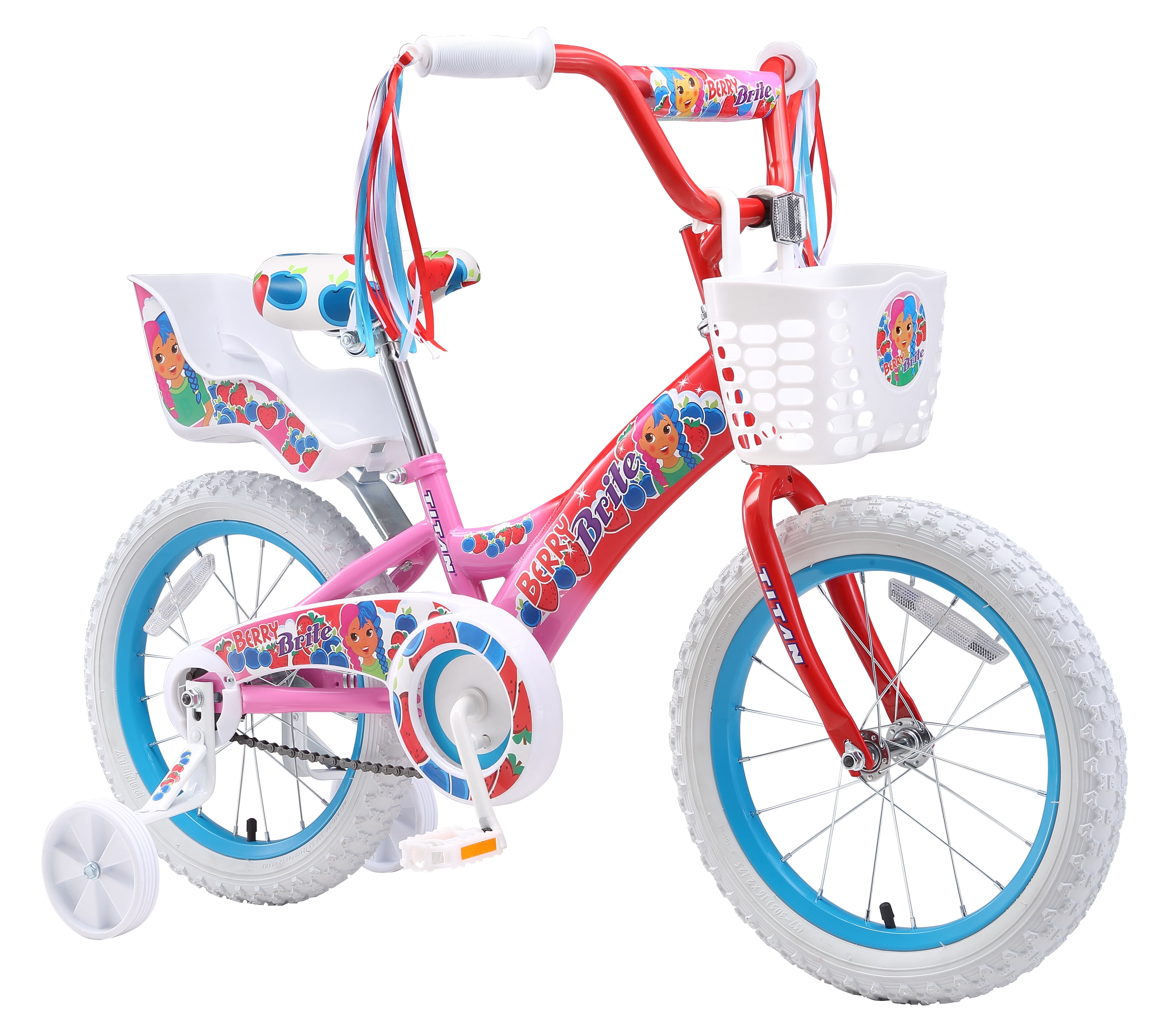 Titan Girl's Berry Brite BMX Bike for Girls with Training Wheels 16 ...