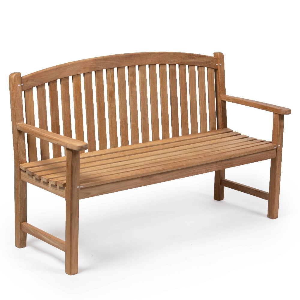 Titan Great Outdoors Grade A Teak 59in Bow-Back Bench, Indoor Outdoor ...