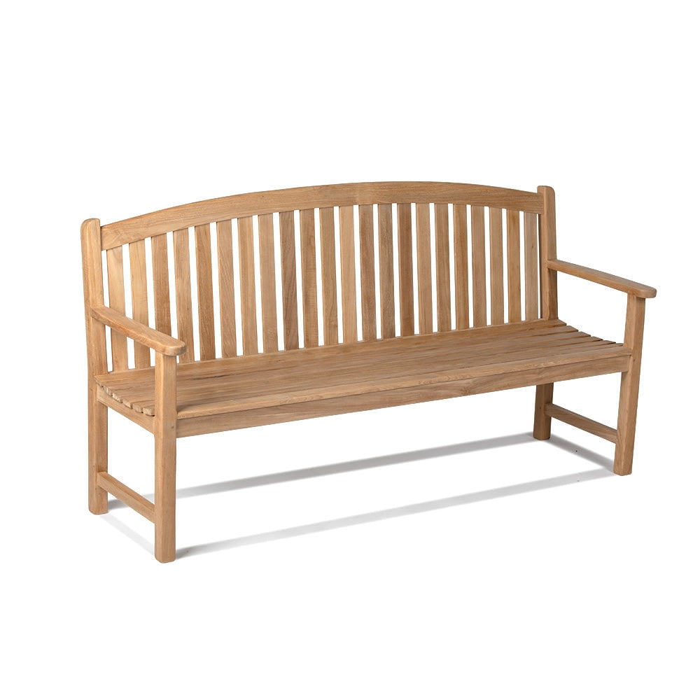 Titan Great Outdoors Grade A Teak 71in Bow-Back Bench, Indoor Outdoor ...