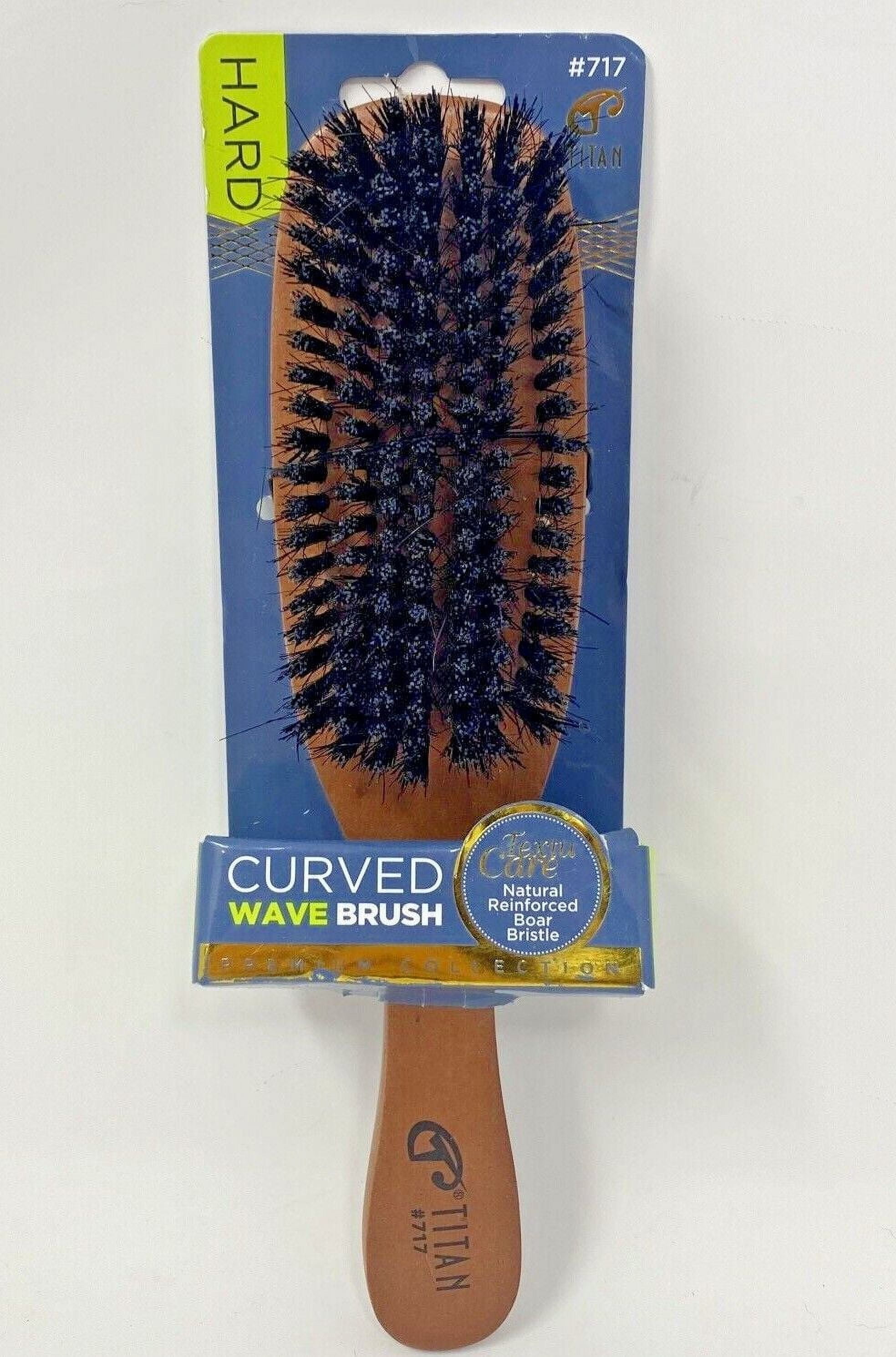 Titan Hard Curved Wave Brush Wood Natural Reinforced Boar Bristles #717 ...
