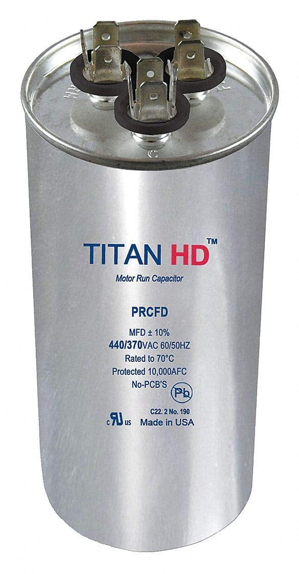 Titan Hd Round Motor Dual Run Capacitor, 40/5 Microfarad Rating, 440VAC ...