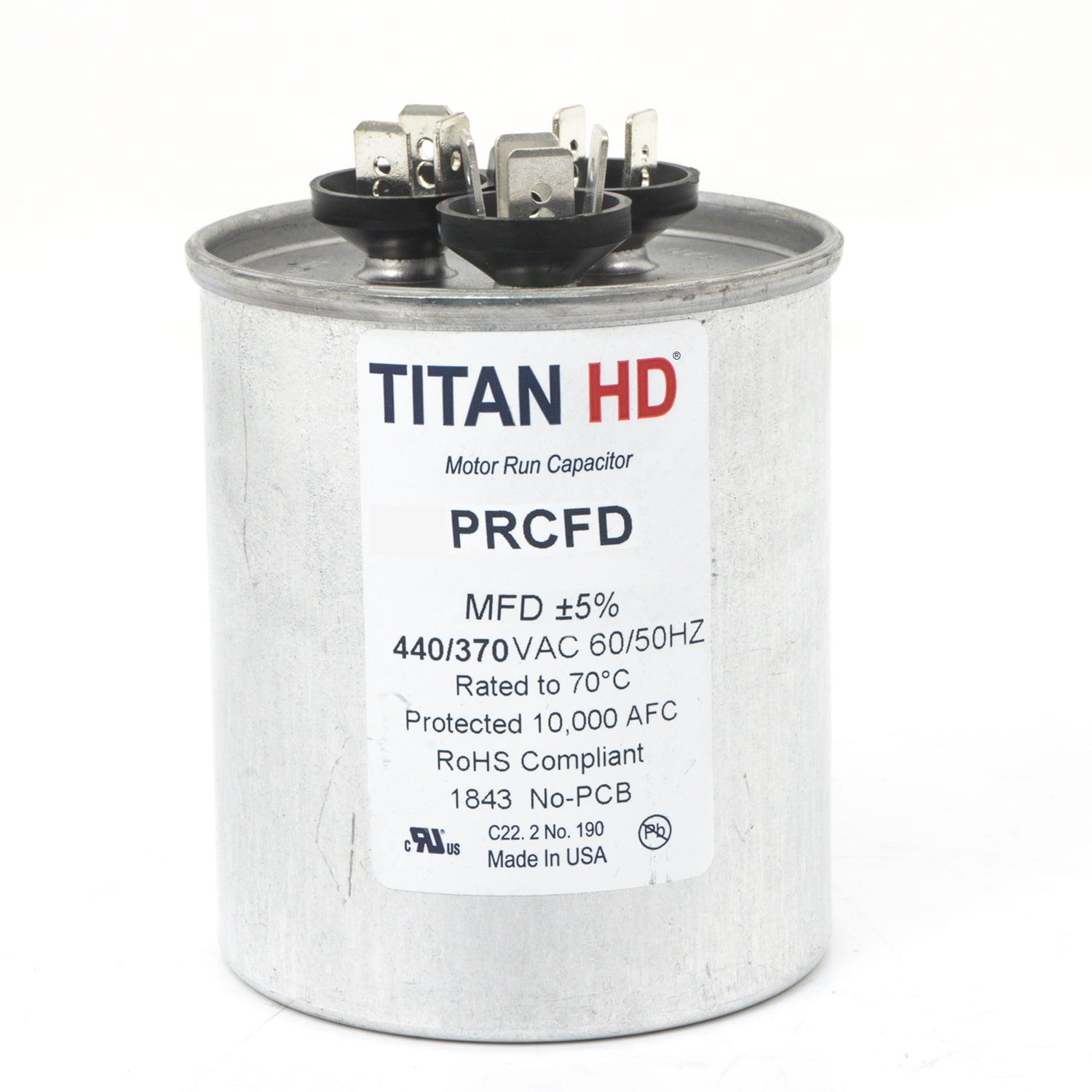 Titan Hd Round Motor Dual Run Capacitor, 55/5 Microfarad Rating, 440VAC ...