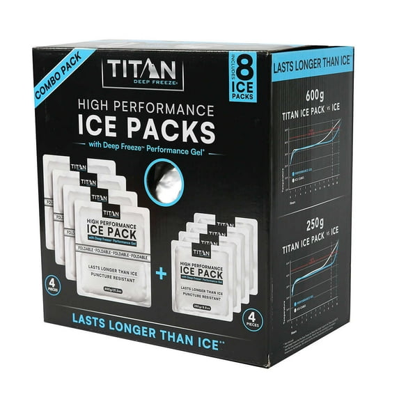 Titan High Performance Ice Pack Set, 8 Pack, Durable and Long-Lasting ...