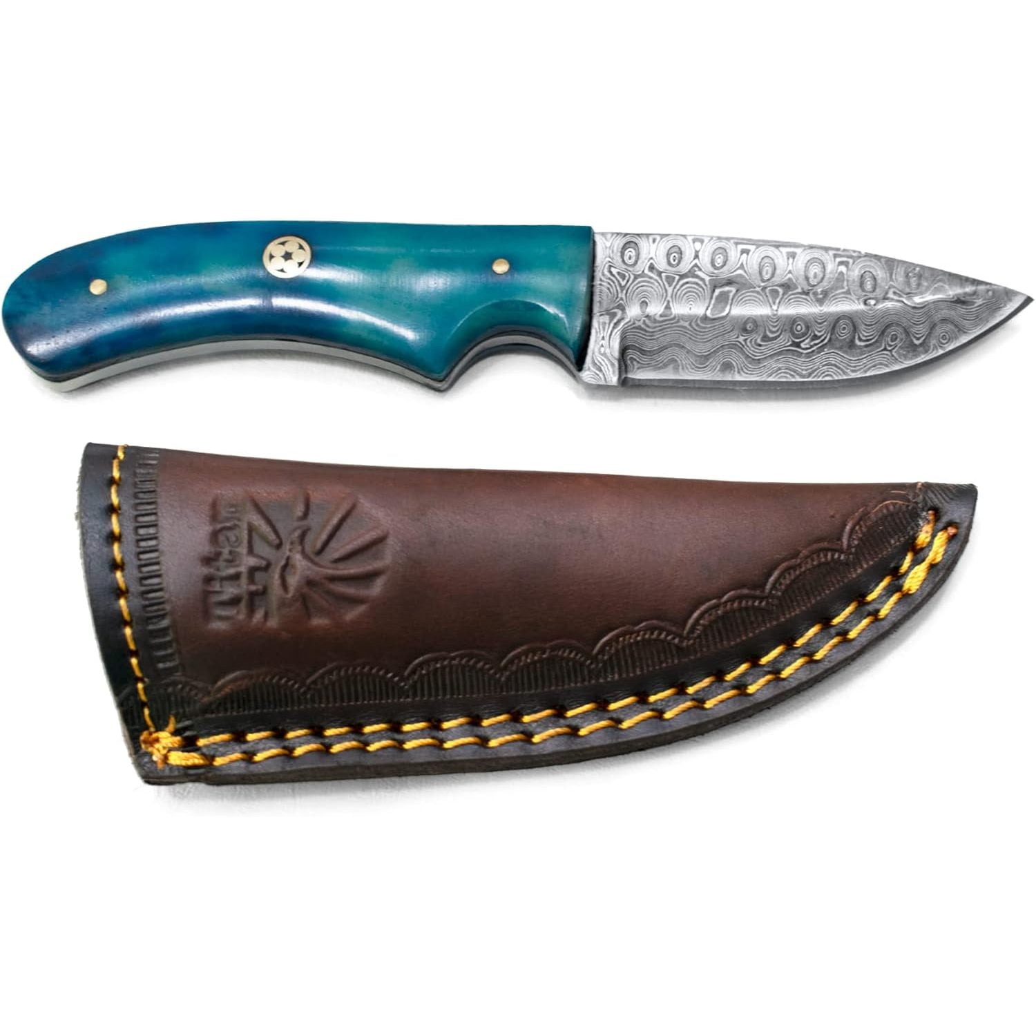 Titan International Knives 7" Drop Point Damascus Steel Knife | Fixed ...
