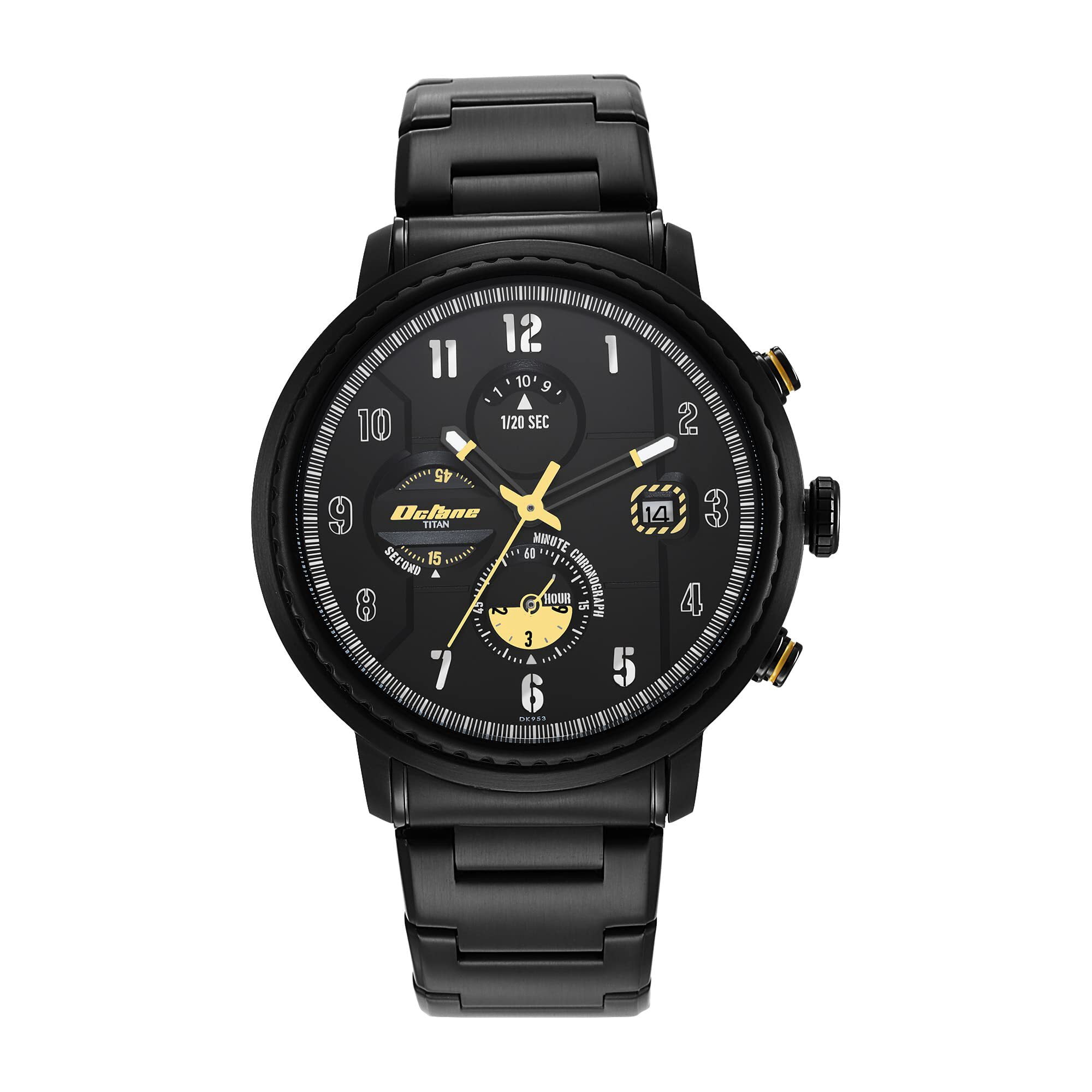 Titan Octane Aerobatics Black Dial Chronograph Stainless Steel Strap ...
