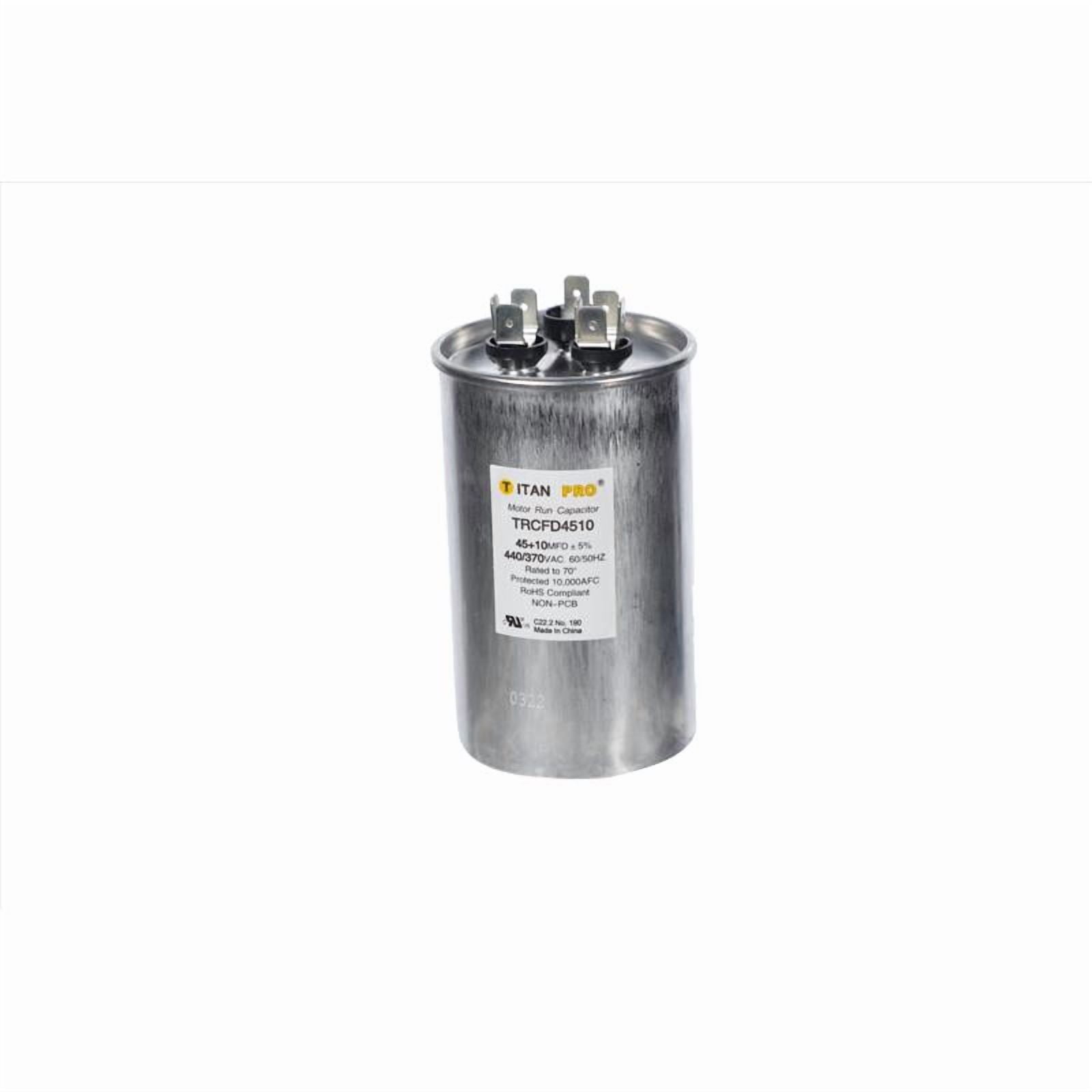Titan Pro 45+10 MFD 440V Professional Grade Motor Run Round Capacitor ...