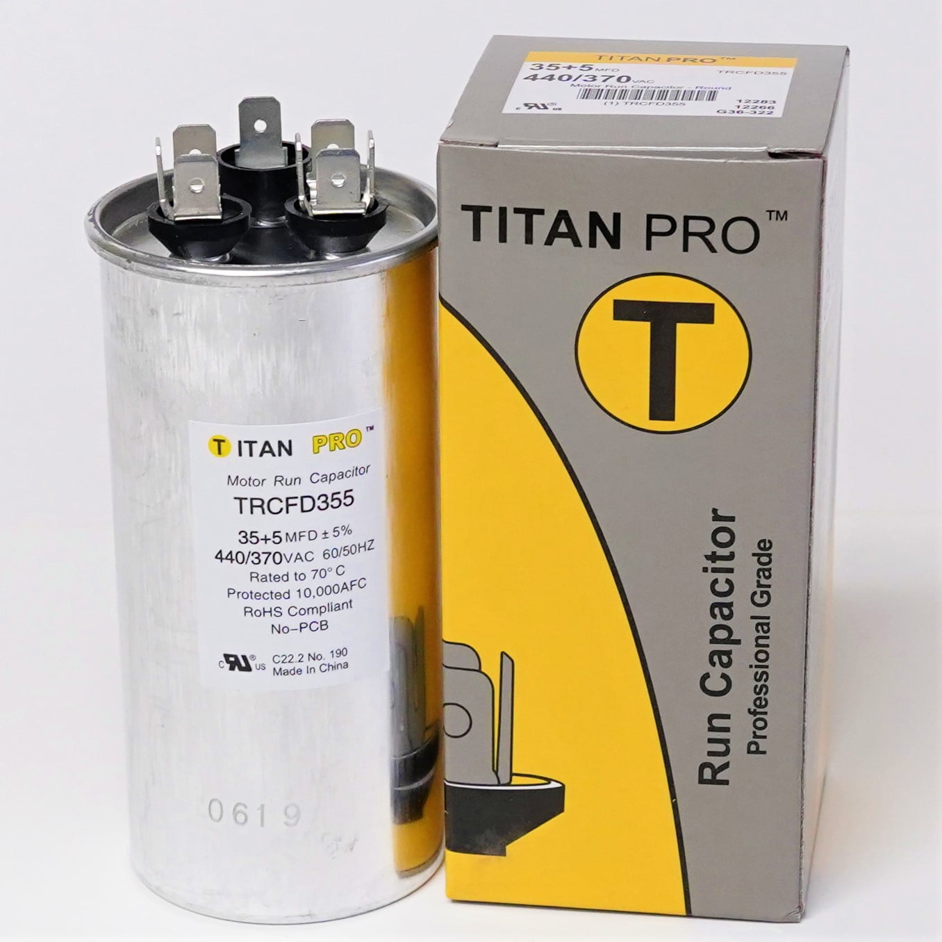 Titan Pro TRCFD355 Run Capacitor 35+5 MFD 440/370 Volt Round - Walmart.com