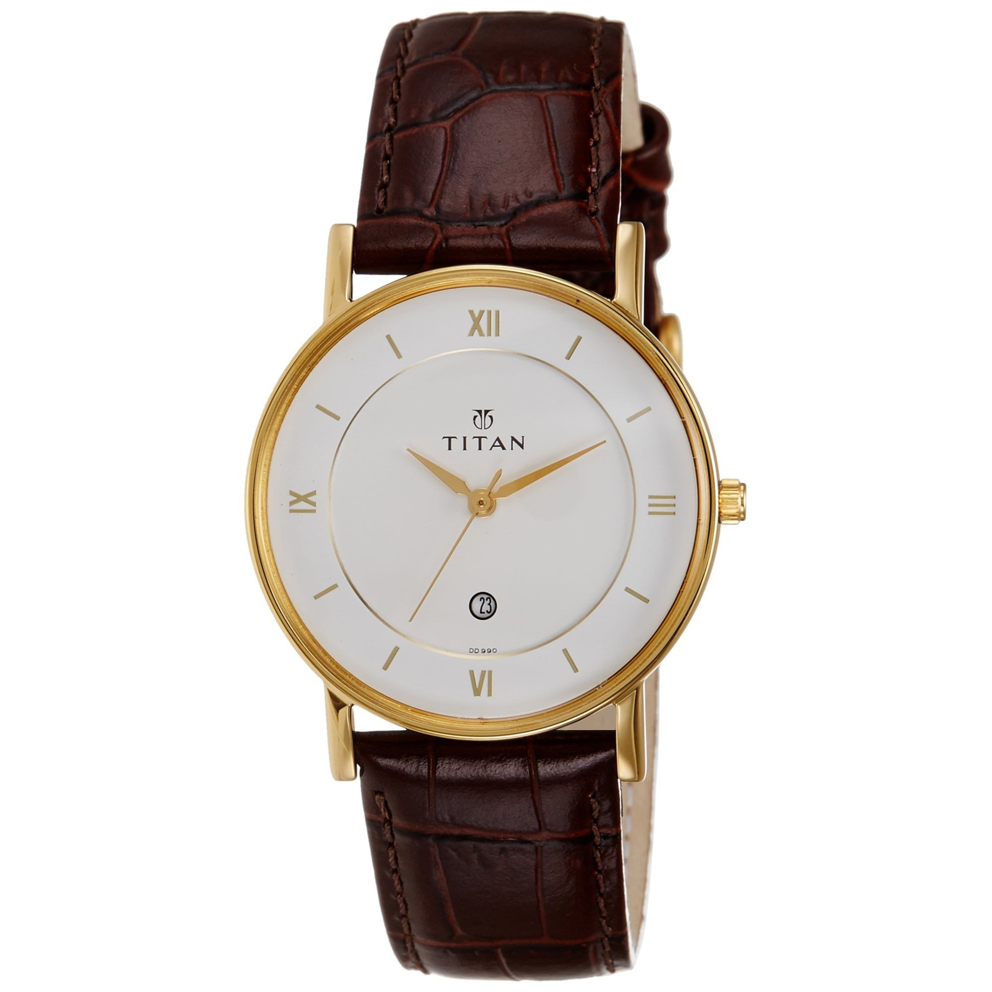 Titan Quartz Analog with Date White Dial Leather Strap Watch for Men ...