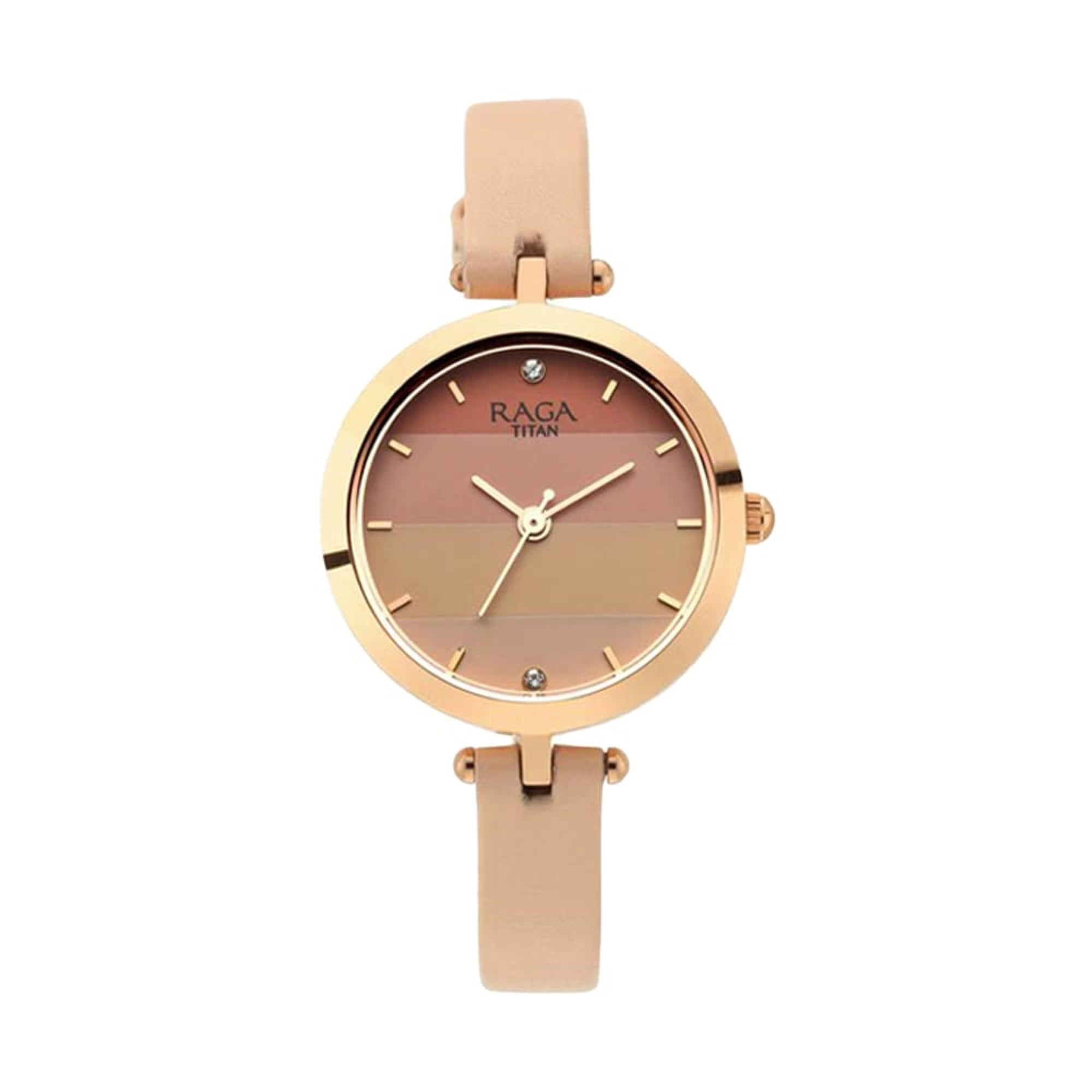 Titan Raga Womens Blossom Elegance Pastel Pink Dial & Leather Grace ...