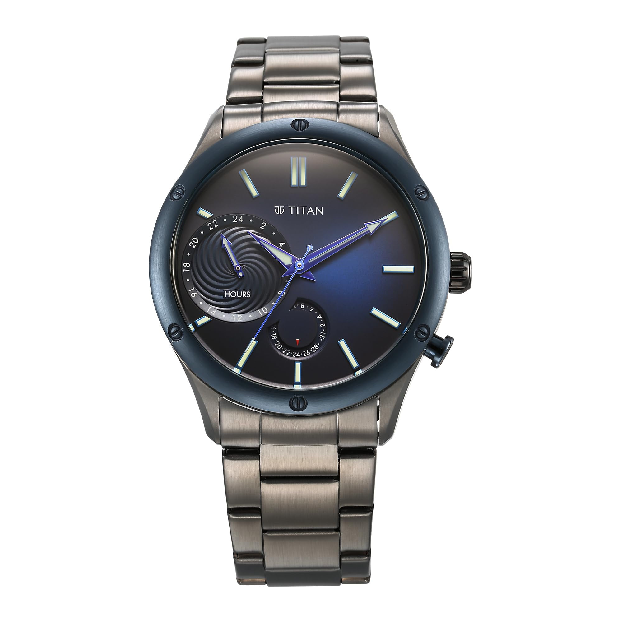 Titan Regalia Stellar Quartz Multifunction Blue Dial Stainless Steel ...