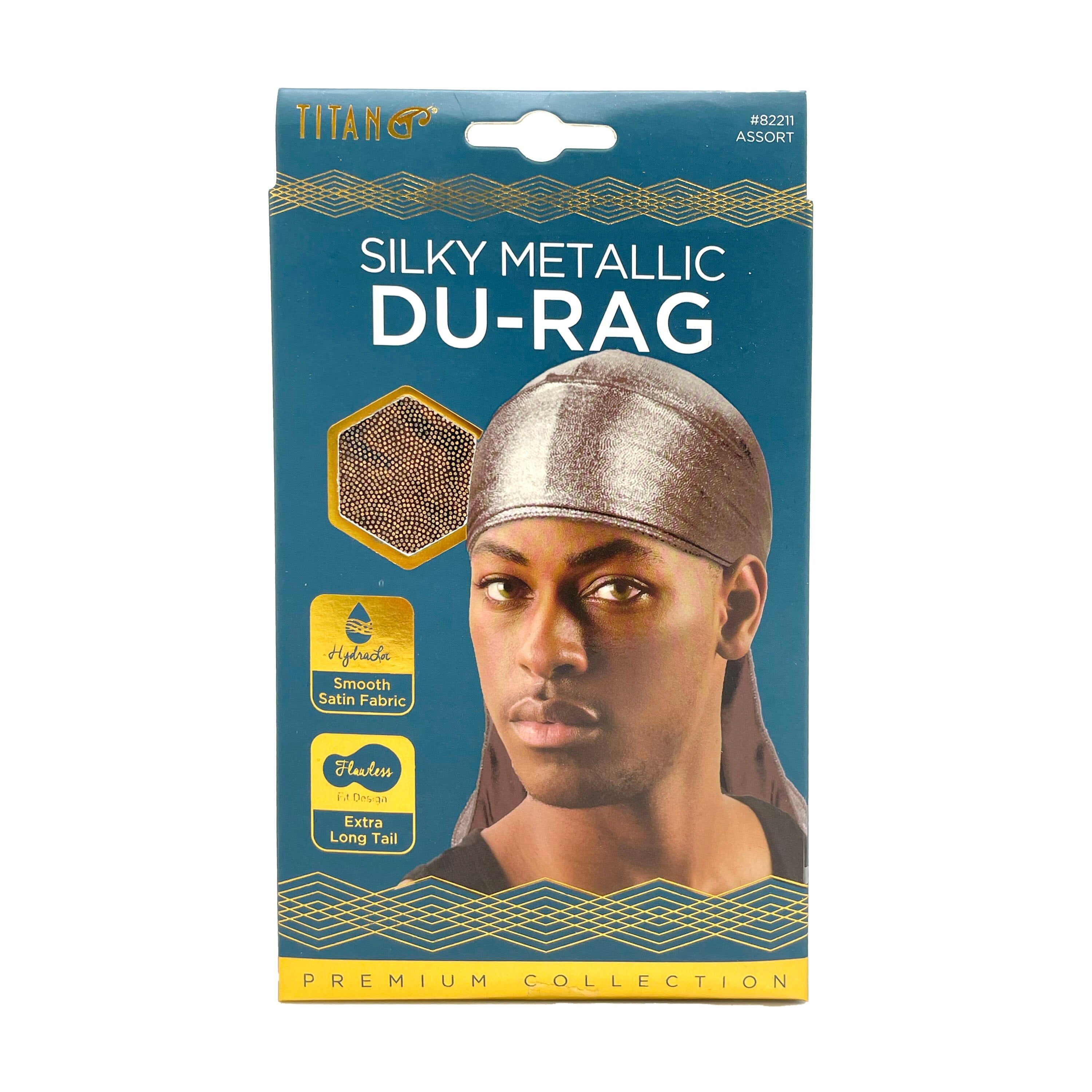 Titan Silky Metallic Smooth Satin Fabric Durag for Men with Extra Long ...