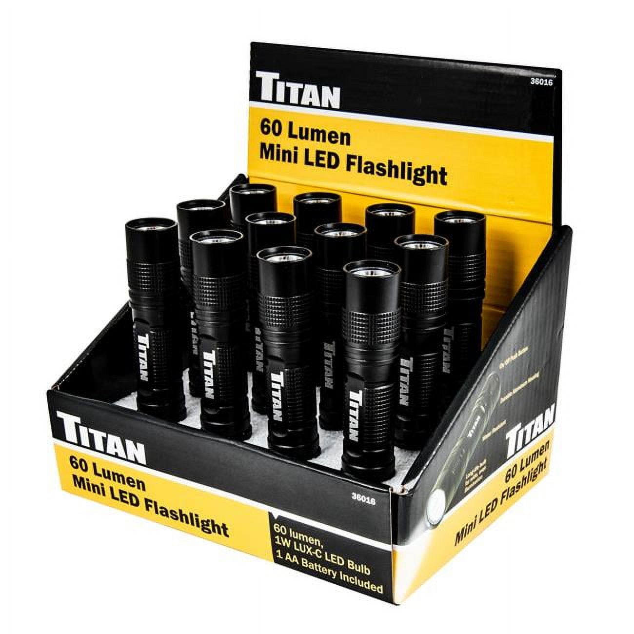 Titan TIT36016-12 60 Lumen LED Mini Flashlight Counter Display - 12 ...