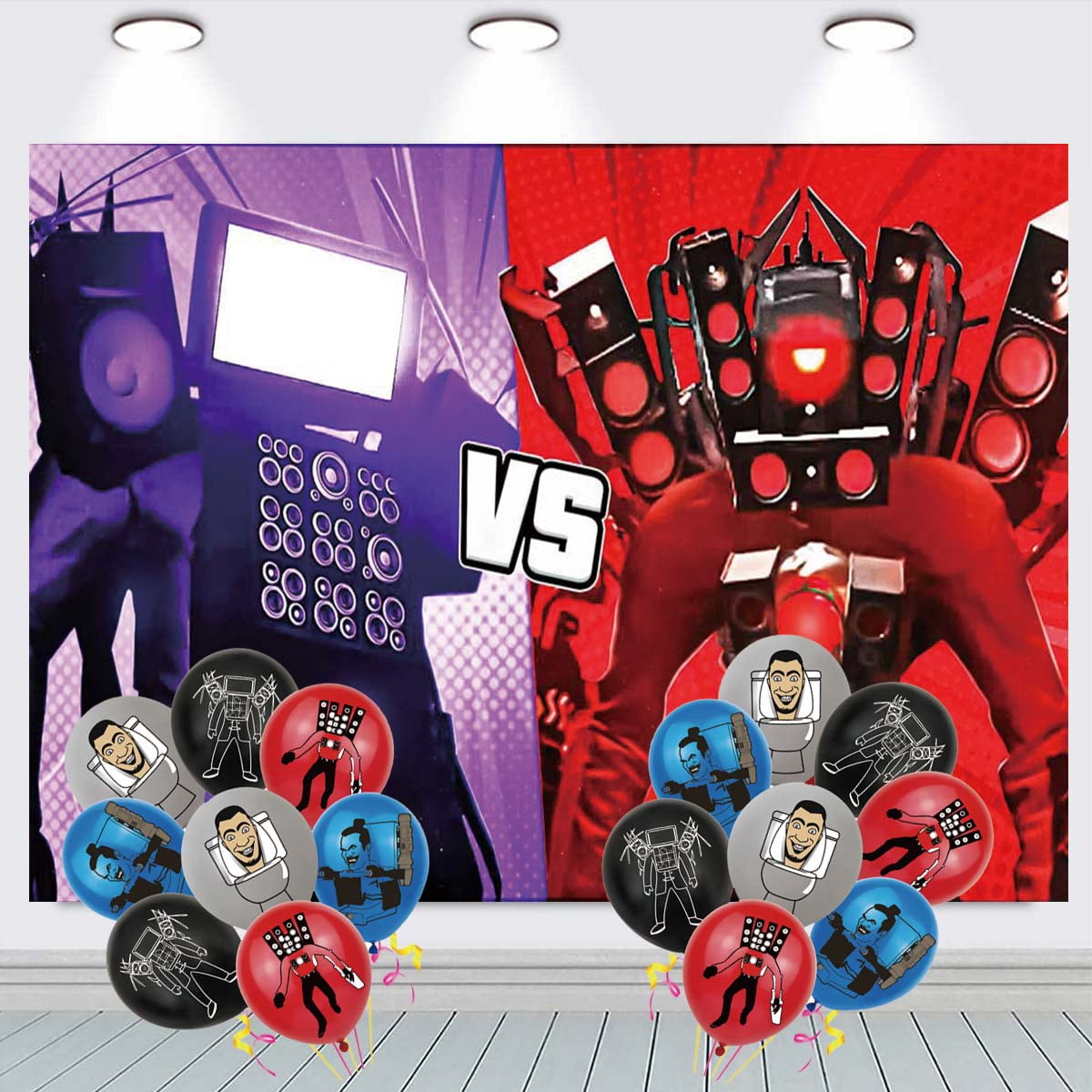 Titan TV Man Skibidi Toile Backdrop Balloons Banner Party Decorations ...