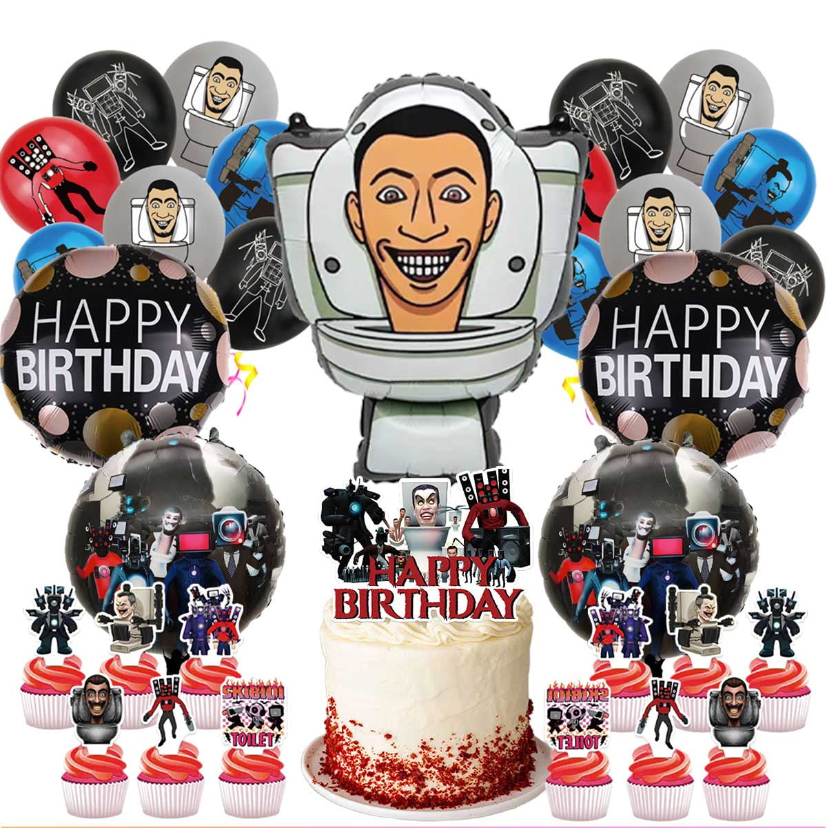Titan TV Man Skibidi Toilet Balloons Cake Topper Party Supplies ...