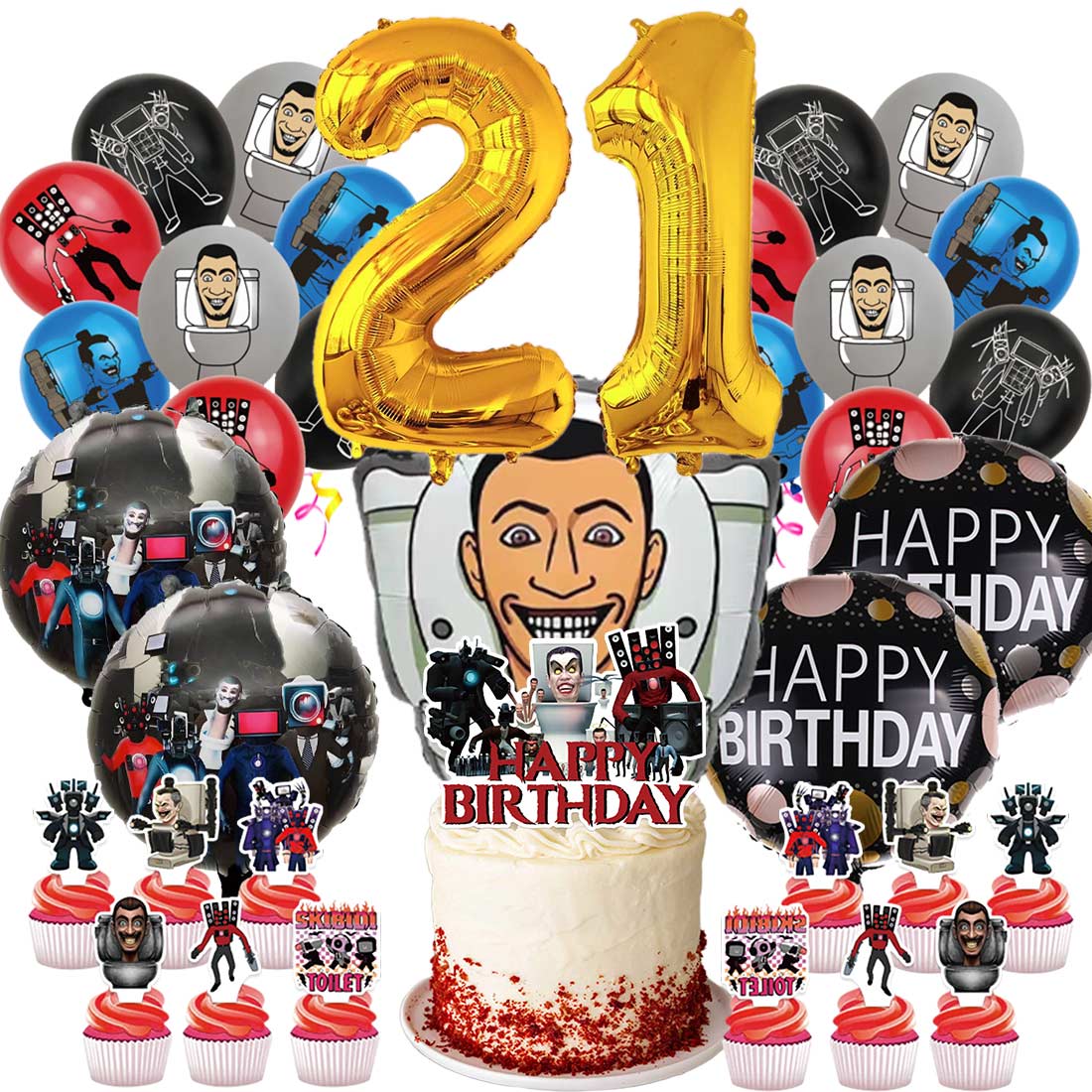 Titan TV Man Skibidi Toilet Party Supplies 21th Decor Kit Balloons ...