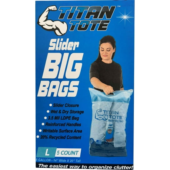 Titan Totes Large Christmas Storage Slider Big Bags with Handles, 5 ...