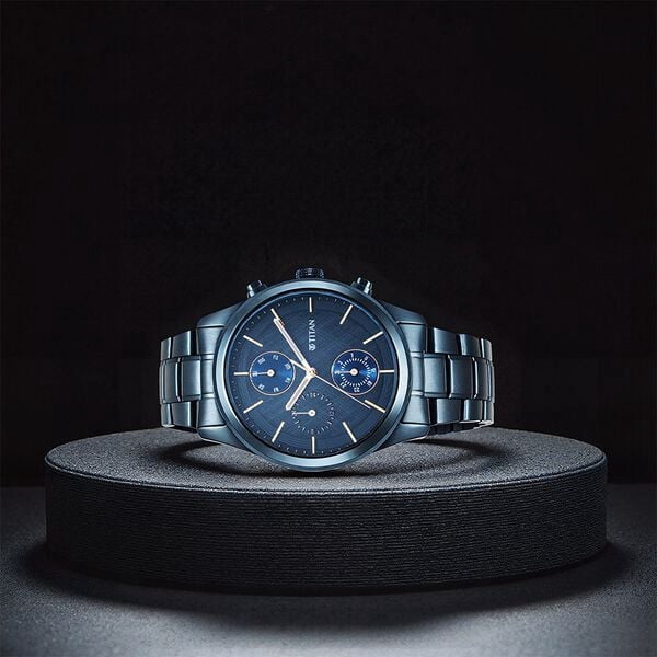 Titan Neo Splash Quartz Analog with Date Blue Dial Blue Stainless Steel ...