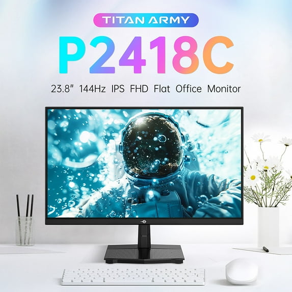Titan army P2418C 24 Inch 144Hz Office Monitor, IPS FHD 1080P, HDR400 ...