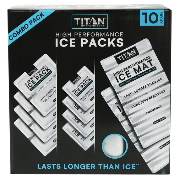 Titan by Arctic Zone High Performance Ice Packs, 10 Pack Combo ...