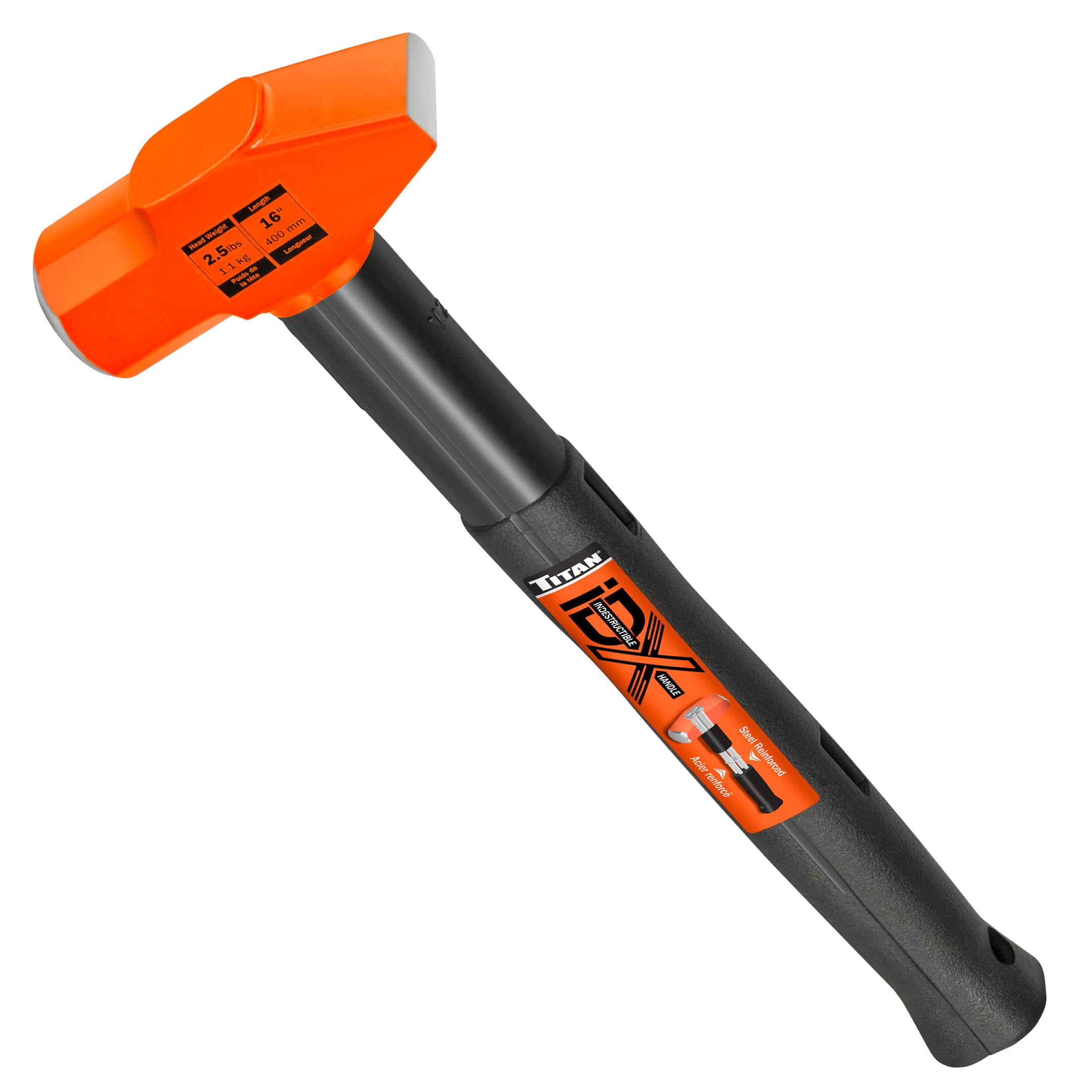Titan iDX 63620 2.5lb Indestructible Cross Peen Hammer, Reinforced with ...
