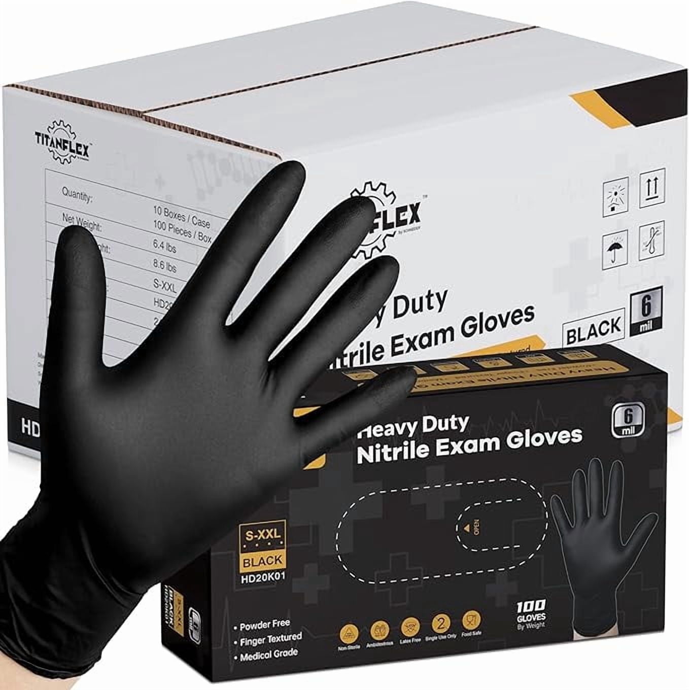 TitanFlex Disposable Nitrile Exam Gloves, 6-mil, Black, XL 1000-ct Case ...
