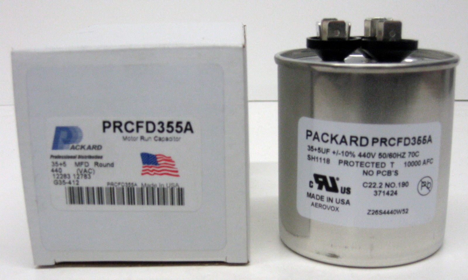 TitanHD PRCFD355A HVAC Round Dual Capacitor, 35/5 MFD/UF 440-370V, 60K ...
