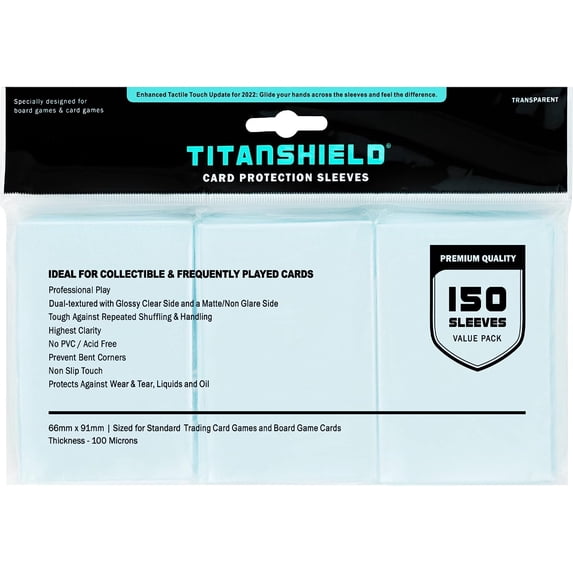 TitanShield, Card Sleeves, 150 Sleeves, Clear/Matte Dual Texture ...