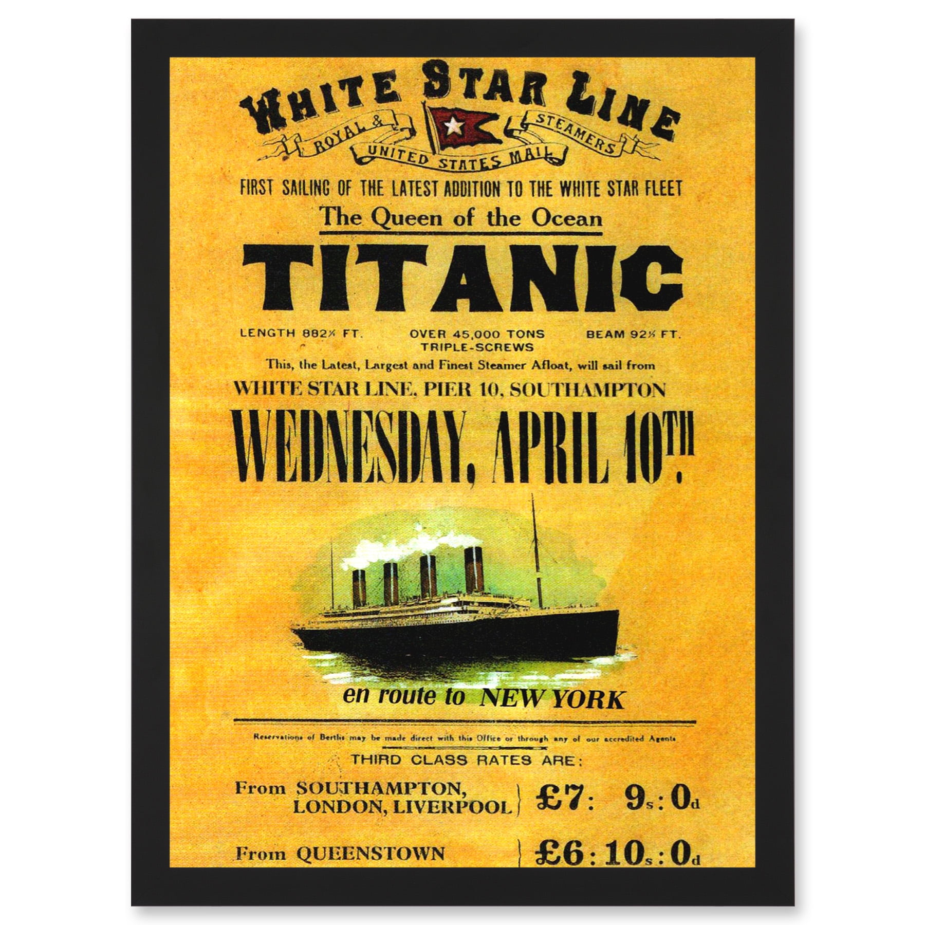 Titanic Advertising Poster White Star Line Ocean Liner A4 Artwork ...