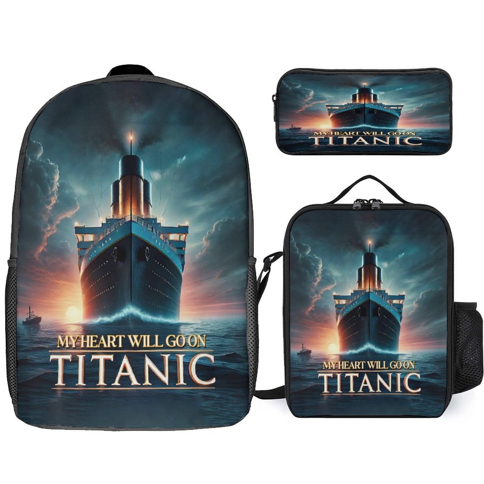 Titanic Backpack for 3 Piece Backpack Set with Lunch Box & Pencil Case ...