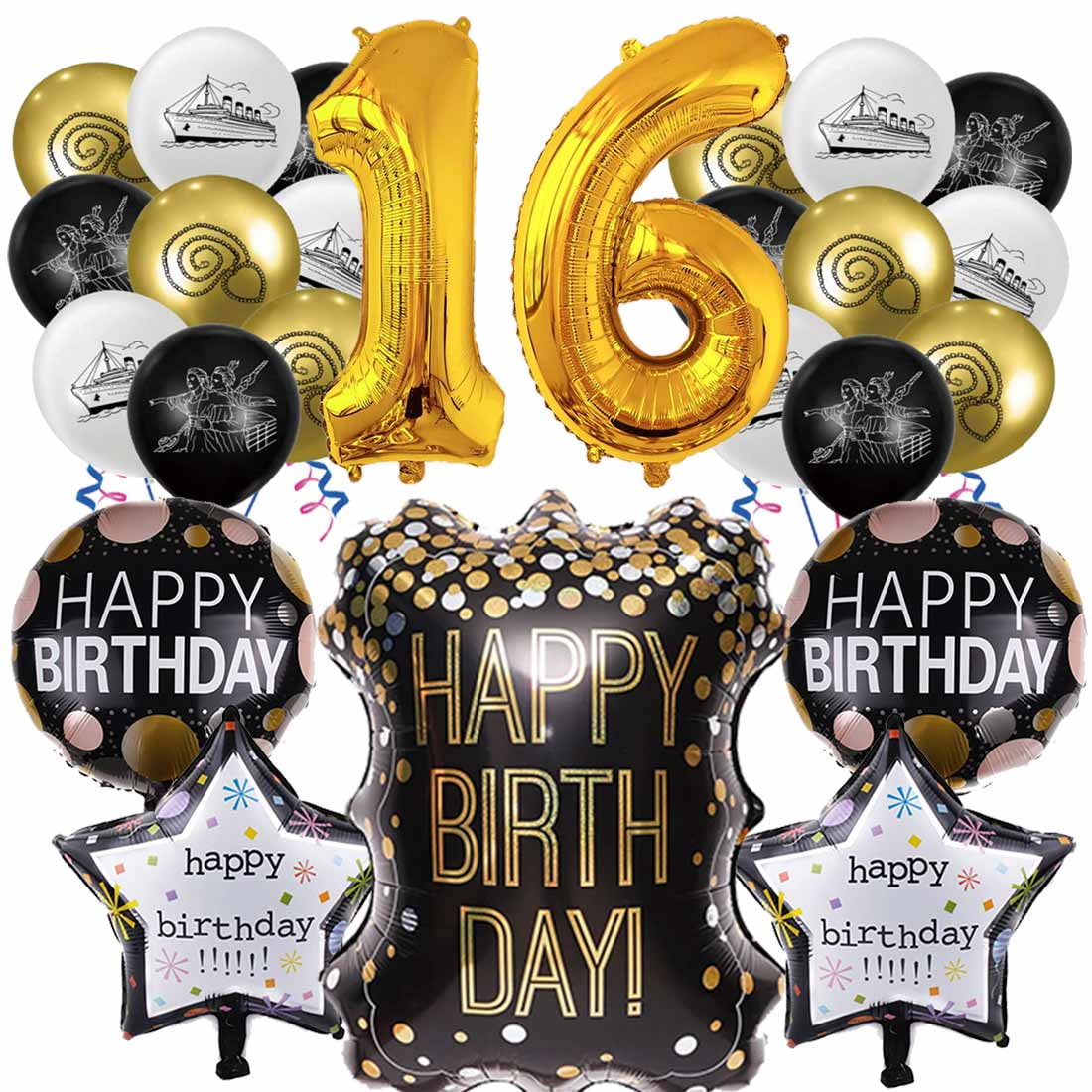 Titanic Balloons Party Supplies 16th Big Number Decorations Decor Kit ...