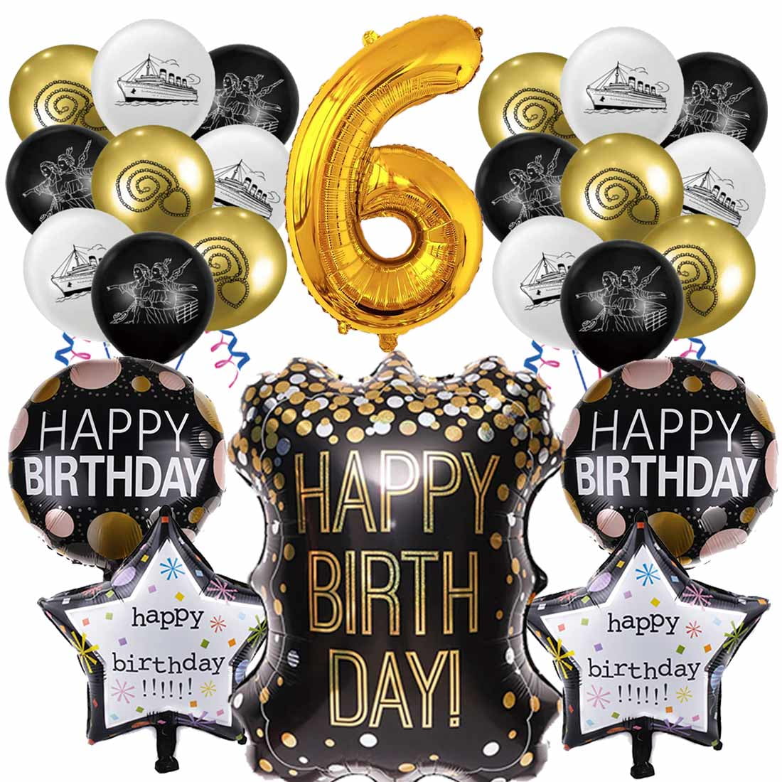Titanic Balloons Party Supplies 6th Big Number Decorations Decor Kit ...