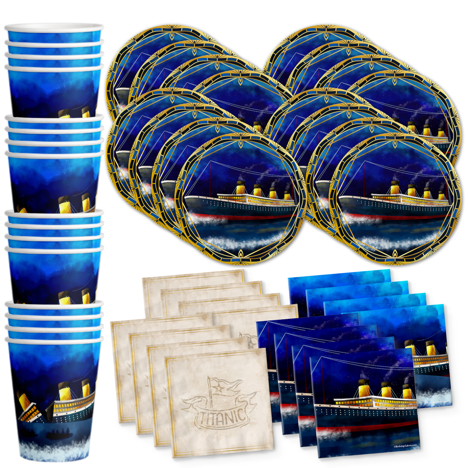Titanic Paper Birthday Party Supplies Set, Plates, Napkins, Cups and ...