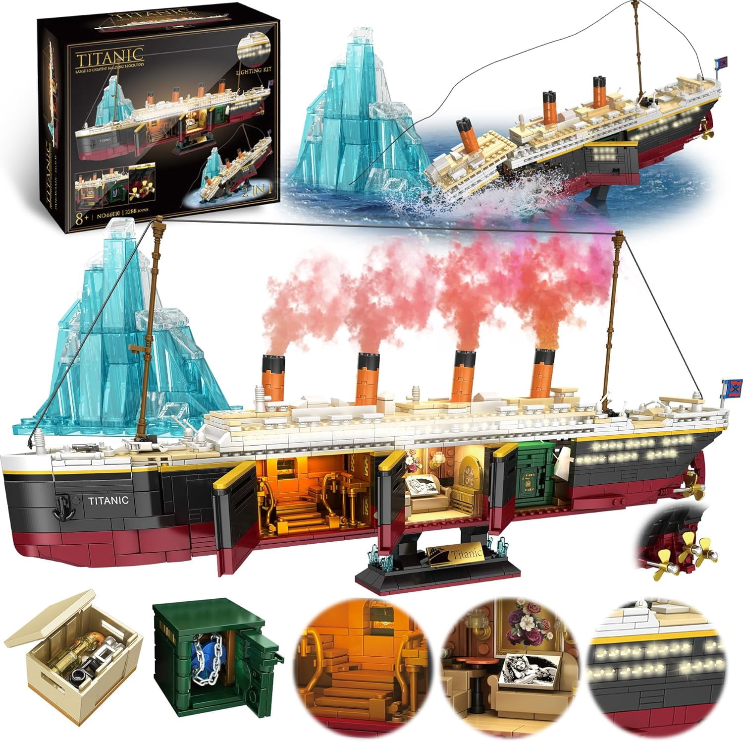 Titanic Building Set, 2288 Pcs Titanic Big Ship Model Block Set with ...