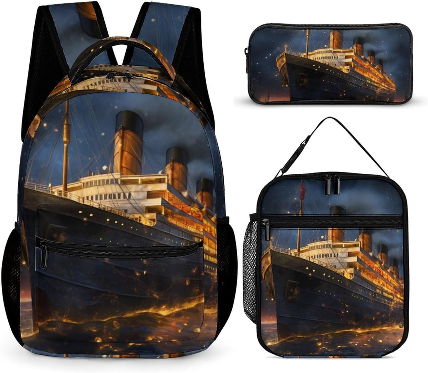 Titanic Cruise Ship Voyage 3 Piece Backpack Set Cute Travel Daypack Set ...
